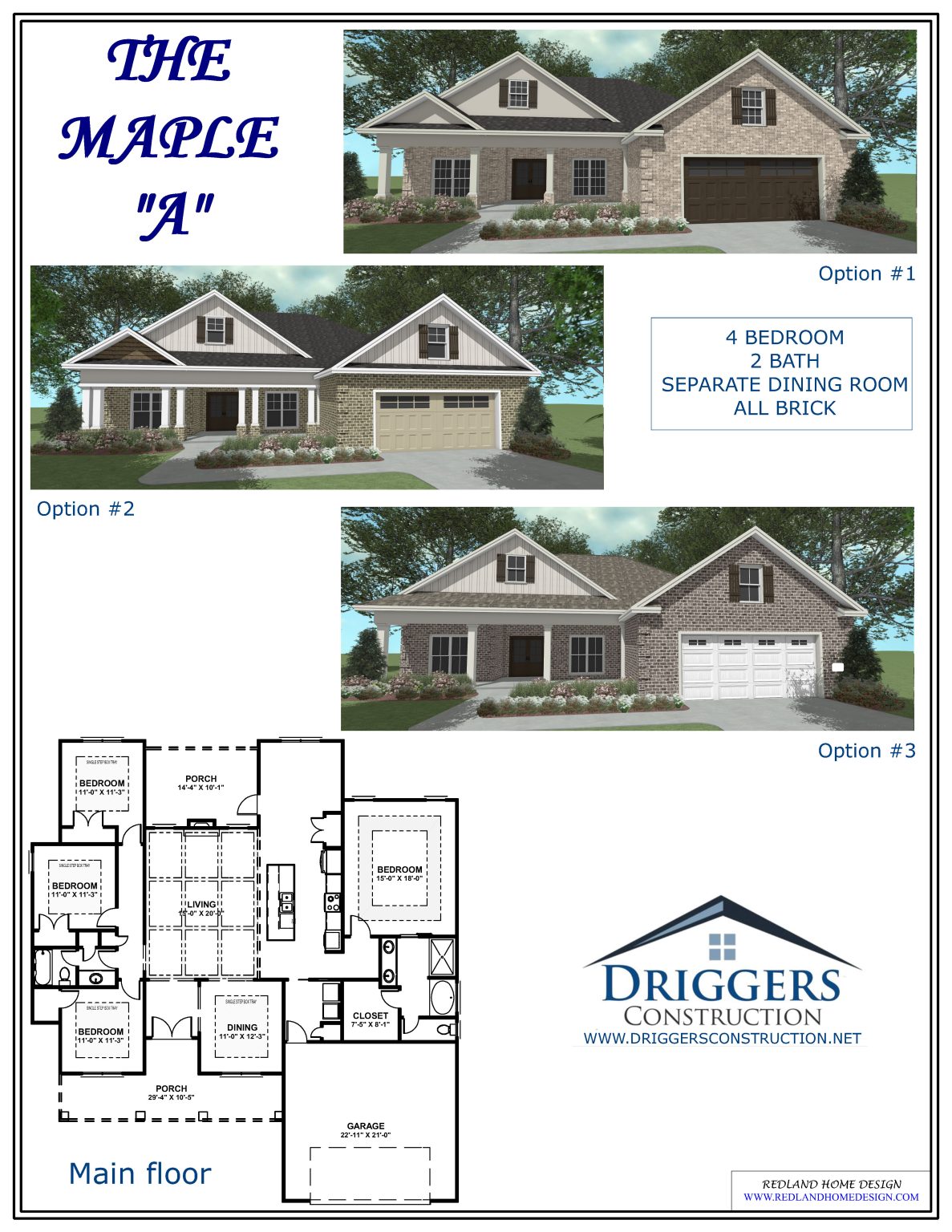 Maple | 4-5 Bed, 2-3 Bath | Driggers Construction